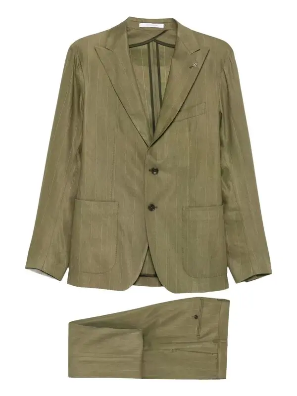 Tagliatore Pinstriped Suit - Green
