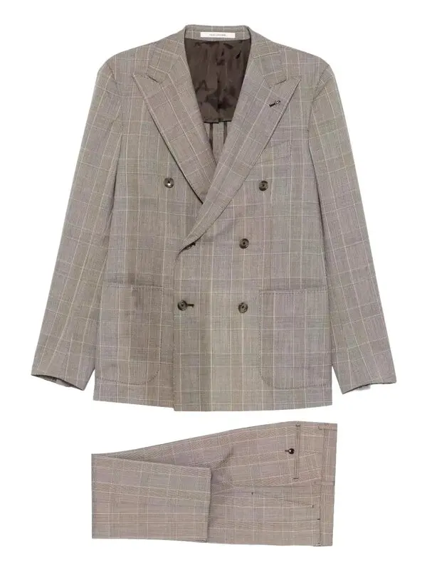 Tagliatore Double-breasted Check-pattern Suit - Brown