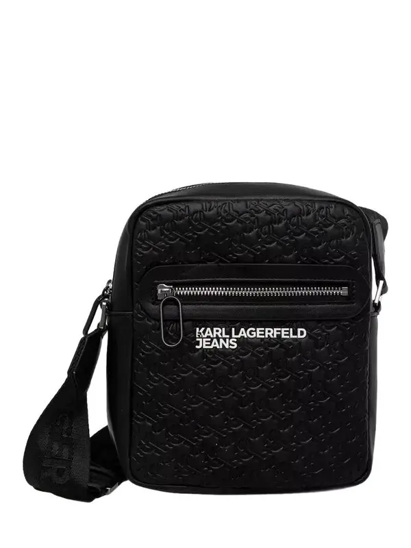 Karl Lagerfeld Embossed Logo Messenger Bag - Black