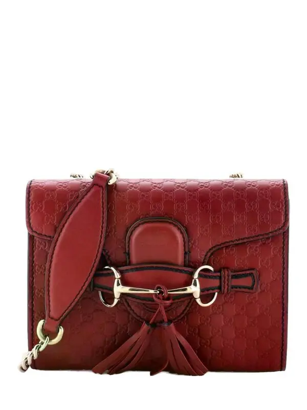 Gucci Emily Chain Flap Bag Microissima Leather Mini Shoulder Bag - Red