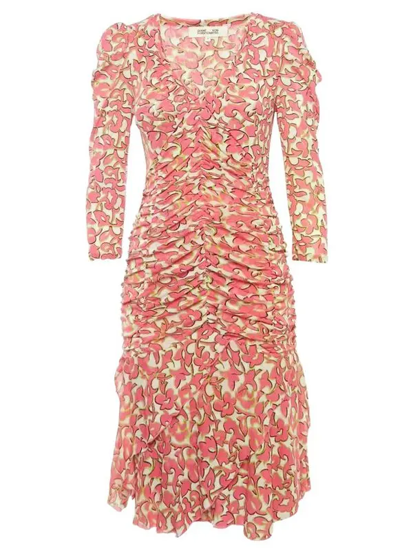 Diane Von Furstenberg Abstract-print Mesh Dress - Pink