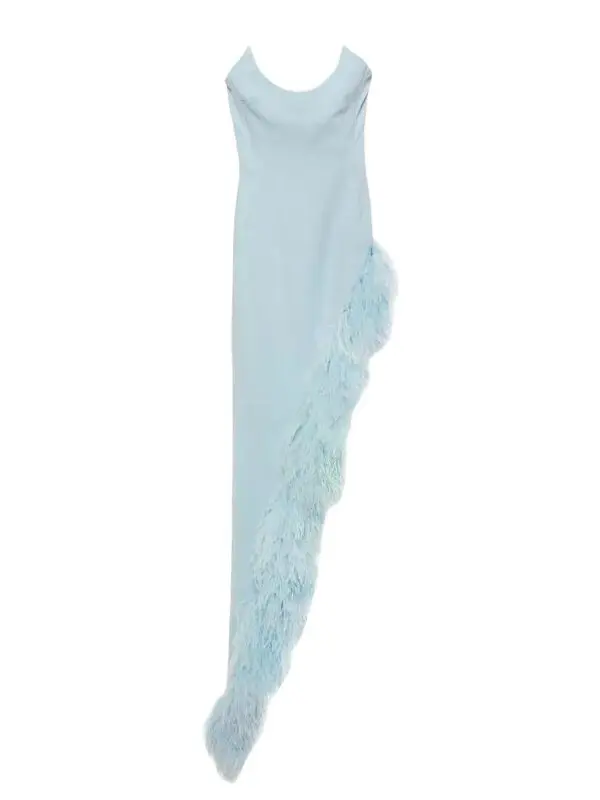 David Koma Feather Asymmetric Dress - Blue