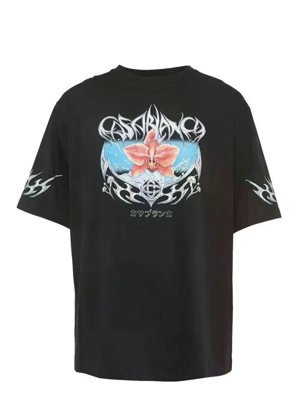 Casablanca Printed Crew-neck T-shirt - Black