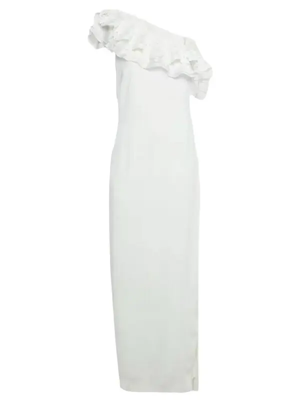 Badgley Mischka Ruffled Lace Dress - White