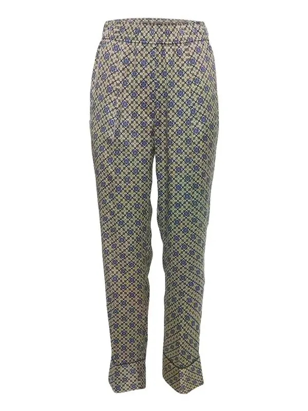 Sandro Floral Satin Straight Trousers - Brown