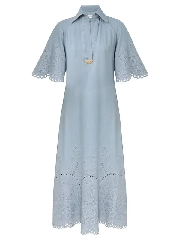 Zimmermann Daylight Denim Midi Dress - Baby Blue
