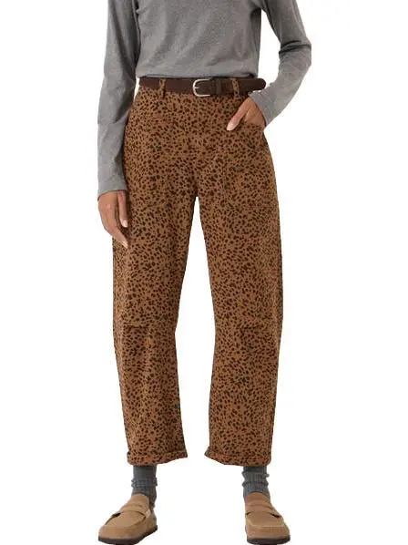 HUSH Cordi Barrel Leg Trousers - Spotty Animal Brown