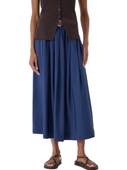 HUSH Ivy Pleated Air Flow Midi Skirt - Navy Blue