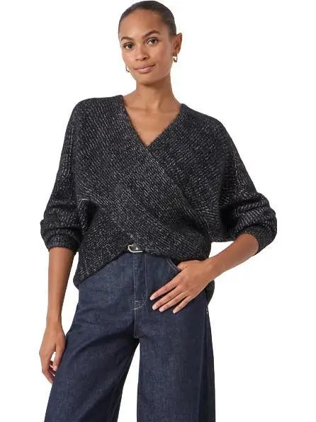 HUSH Betty Wool Blend Metallic Sweater - Silver Metallic