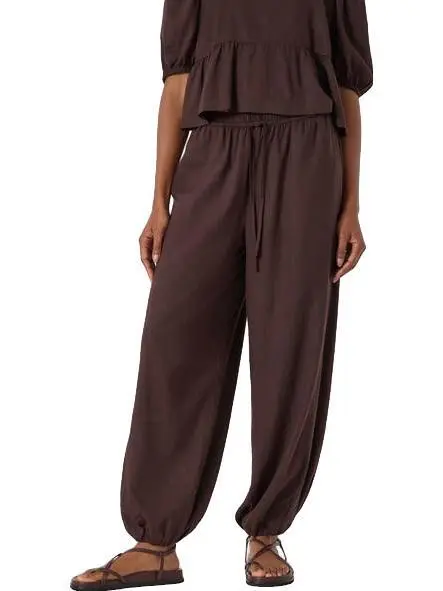 HUSH Tove Linen Balloon Beach Pants - Dark Brown