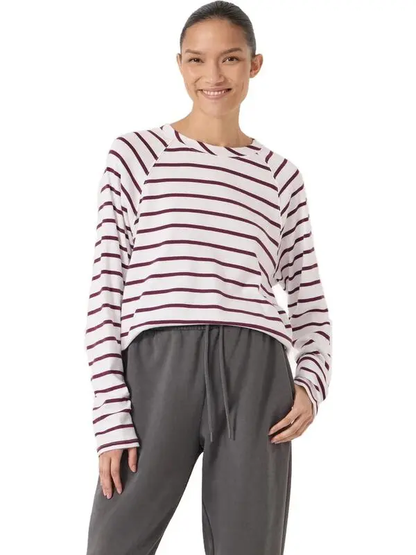 HUSH Matilda Raglan Stripe Top - Wine Red