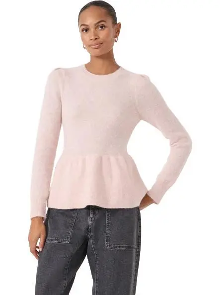 HUSH Wool Blend Peplum Top - Soft Pink