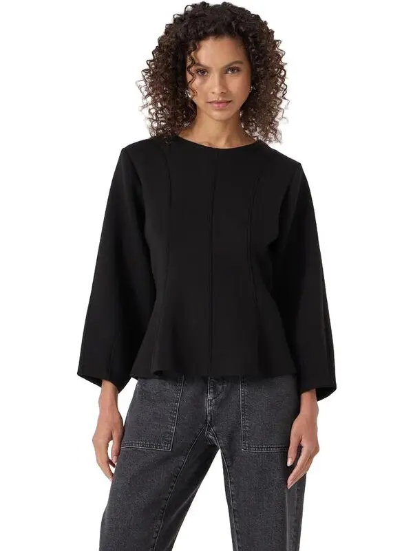 HUSH Seam Detail Smart Jersey Top - Black