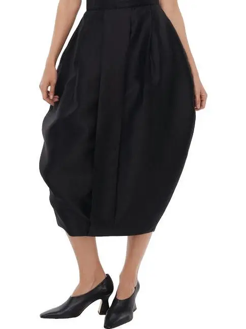 ALAS Silk Wool Blend Tulip Skirt - Black
