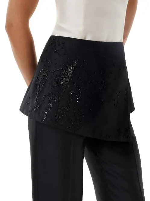 ALAS Silk-wool Embroidered Mini Skirt - Black
