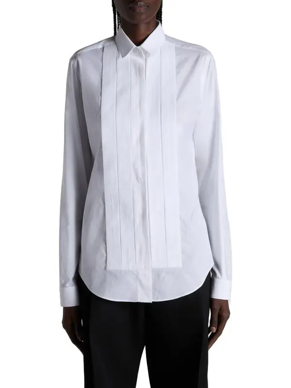 TOM FORD Pleated Bib Cotton Twill Shirt - White