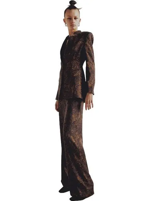 PCFG Print Long Jacket With Shoulder Pads - Leopard