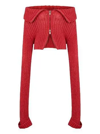 PCFG Cashmere Blend Knit Crop Top - Red