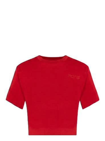 PCFG Cotton Padded Shoulder Cropped T-shirt - Red