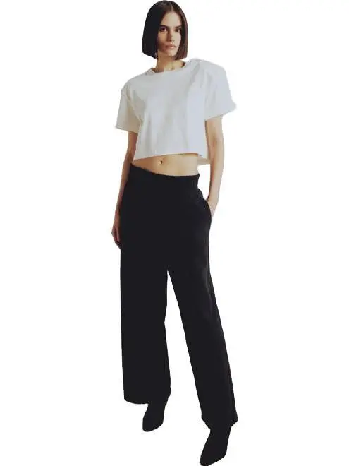 PCFG Cotton Padded Shoulder Cropped T-shirt - White