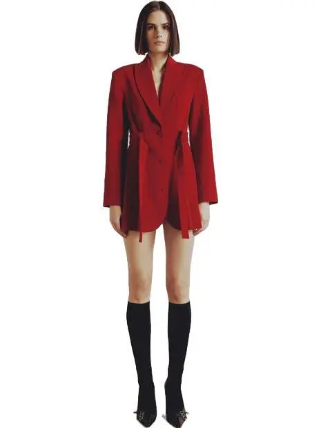 PCFG Wool Blend Jacket Dress - Red