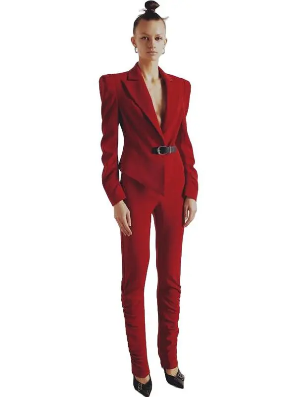 PCFG Wool Blend Draped Pants - Red