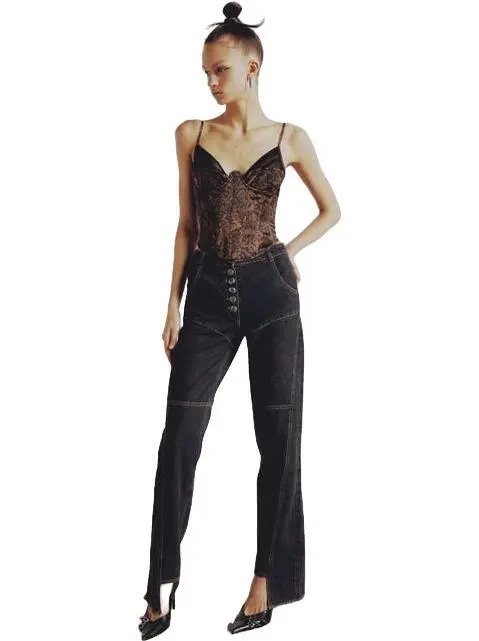 PCFG Pure Silk Corset Top - Leopard