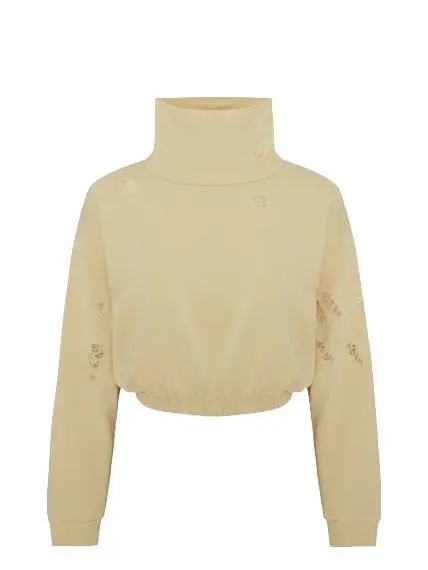 PCFG Destroyed High Neck Sweat - Green-chino Green