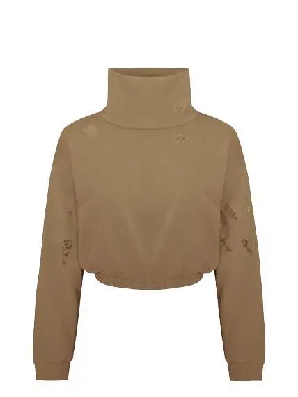 PCFG Destroyed High Neck Sweat - Green-covert Green