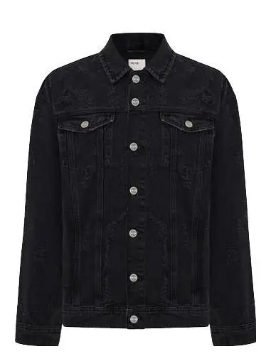 PCFG Cotton Distressed Denim Jacket - Black