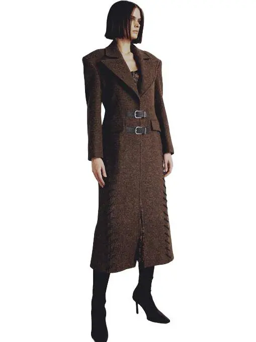 PCFG Cashmere And Wool Blend Long Overcoat - Brown