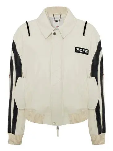 PCFG Boomerang Biker Leather Jacket - Beige