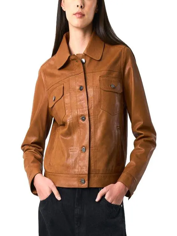 VELEZ Kalahari Genuine Leather Trucker Jacket - Honey