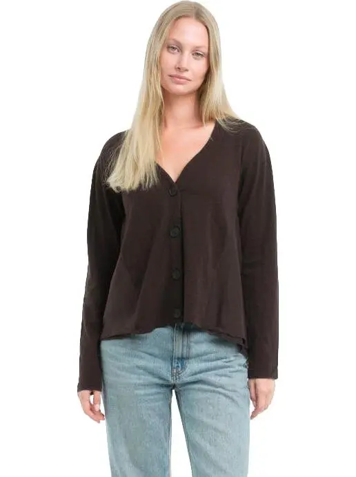 WILT CLOTHING Button-front Mixed Cardigan - Chocolate Torte