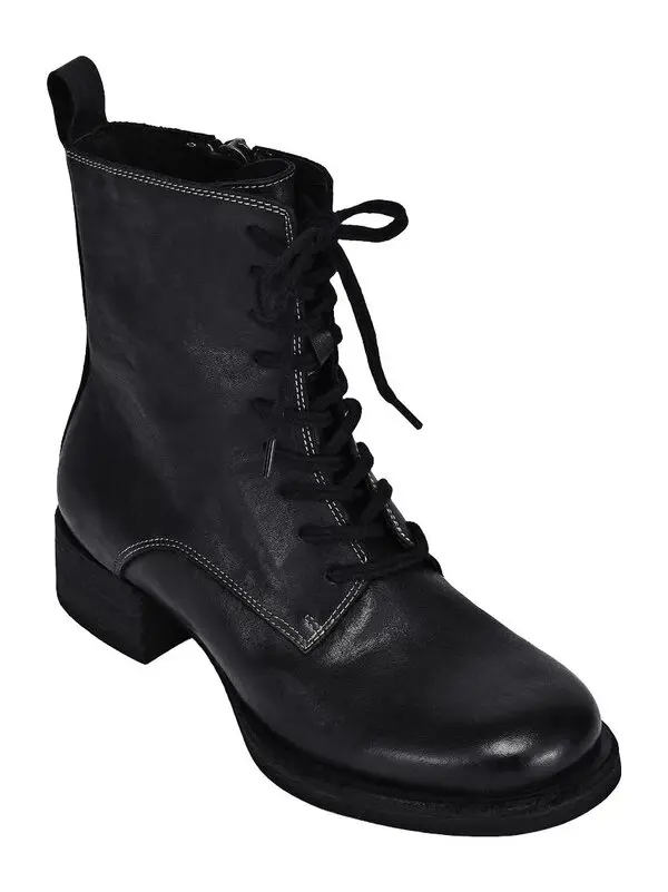 OLD TREND Heritage Genuine Leather Lace-up Ankle Boots - Black