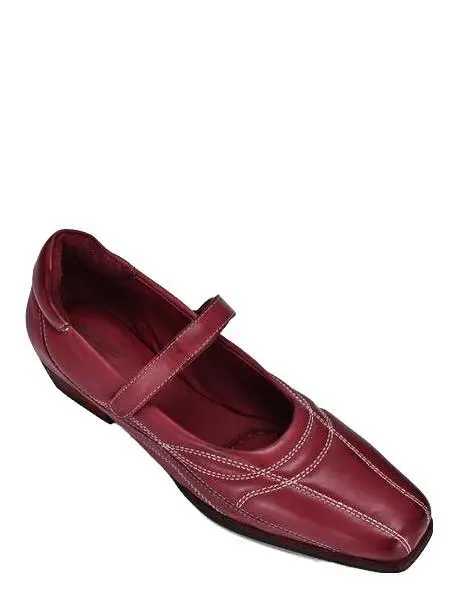 OLD TREND Folk Genuine Leather Contrast Stitch Mary Jane Heel - Merlot