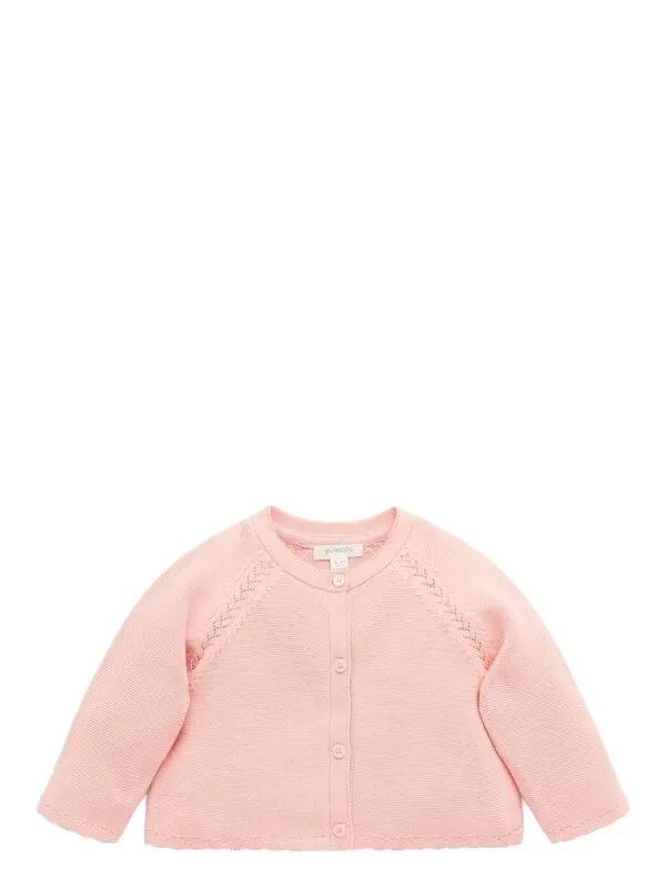 PUREBABY Scalloped Knit Cardigan - Guava Melange