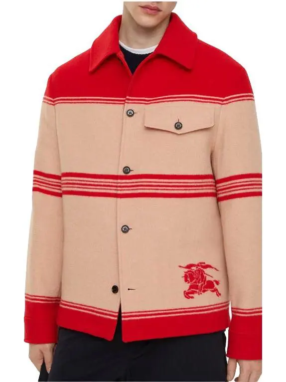 Burberry Striped Wool-nylon Jacket - Crayon Red