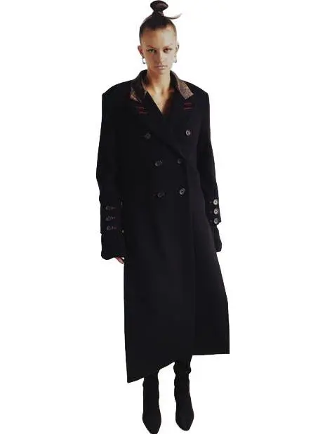 PCFG Wool And Cashmere Blend Oversized Long Overcoat - Black
