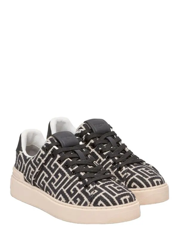 Balmain Monogram Jacquard B-court Trainers - Black