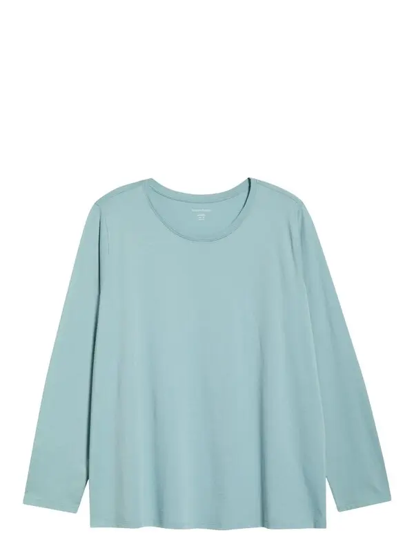 Eileen Fisher Long Sleeve Cotton Crewneck Top - Seafoam