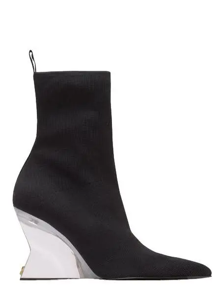 Balmain Wedge Knit Ankle Boots - Black