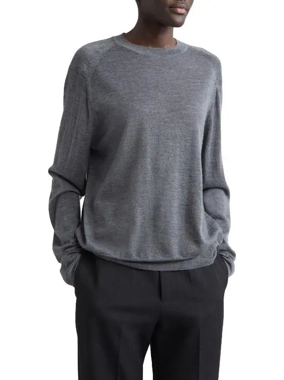 Loulou De Saison Ditto Fine Knit Cashmere Crewneck Sweater - Anthracite Melange