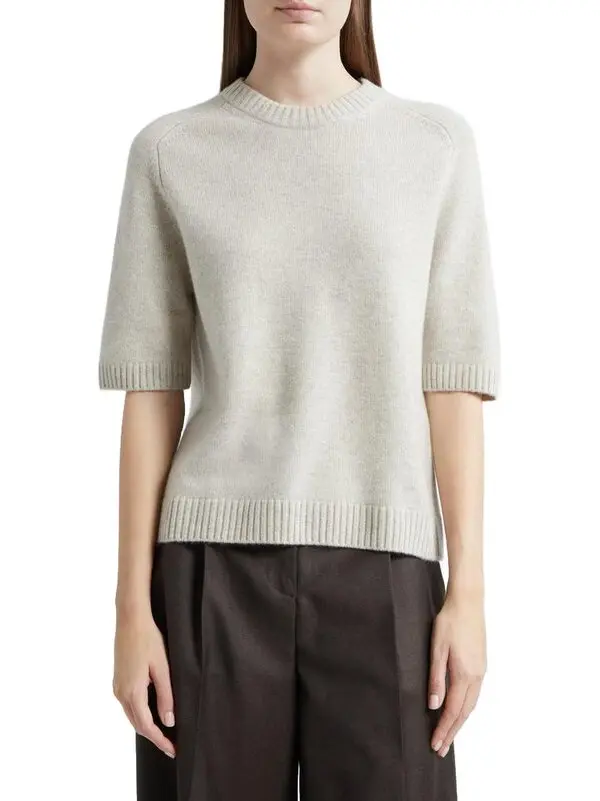 Loulou De Saison Dara Elbow Sleeve Cashmere Sweater - Beige Melange