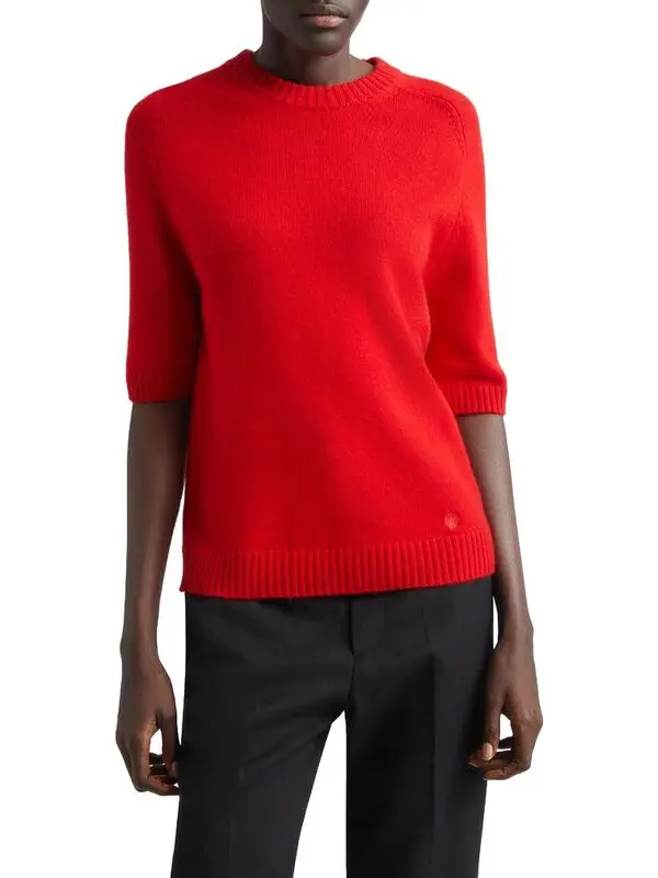Loulou De Saison Dara Elbow Sleeve Cashmere Sweater - Red