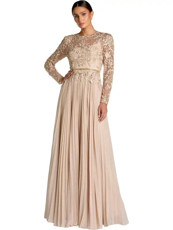 Mac Duggal Embellished Chiffon Gown - Taupe