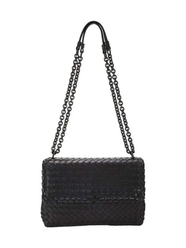 Bottega Veneta Intrecciato Leather Olimpia Shoulder Bag - Black