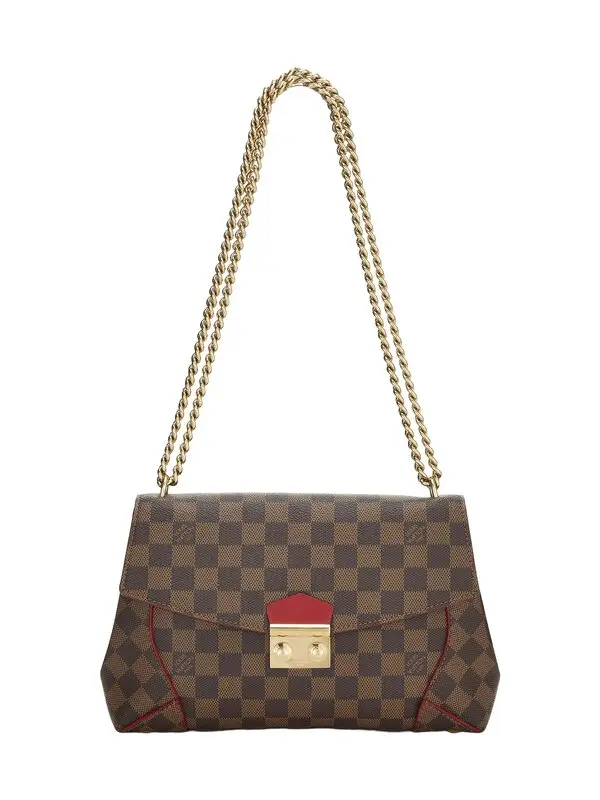 LOUIS VUITTON Damier Ebene Caissa Clutch On Chain - Red