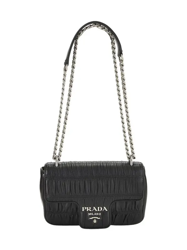 Prada Nappa Gaufre Crossbody Bag - Black