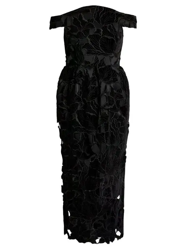 Erdem Floral Off-shoulder Midi Dress - Black